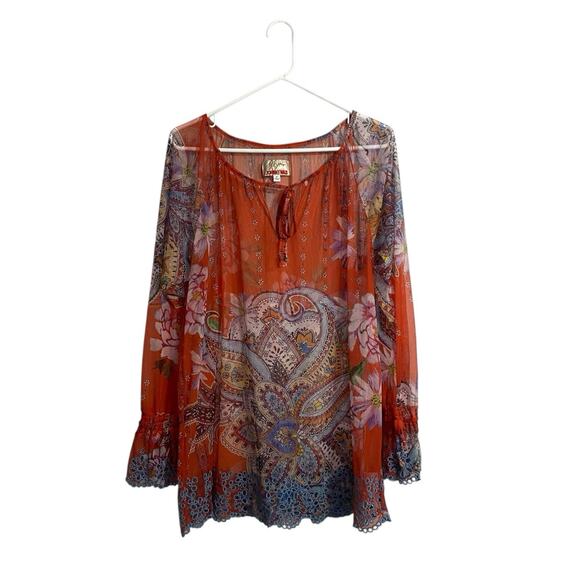 Johnny Was | Tops | Johnny Was Biya Paisley Mesh Sheer Eyelet Blue ...